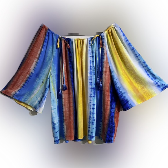 Rafaella | Tops | Rafaella Lightweight Watercolor Rainbow Top Wide 34 ...